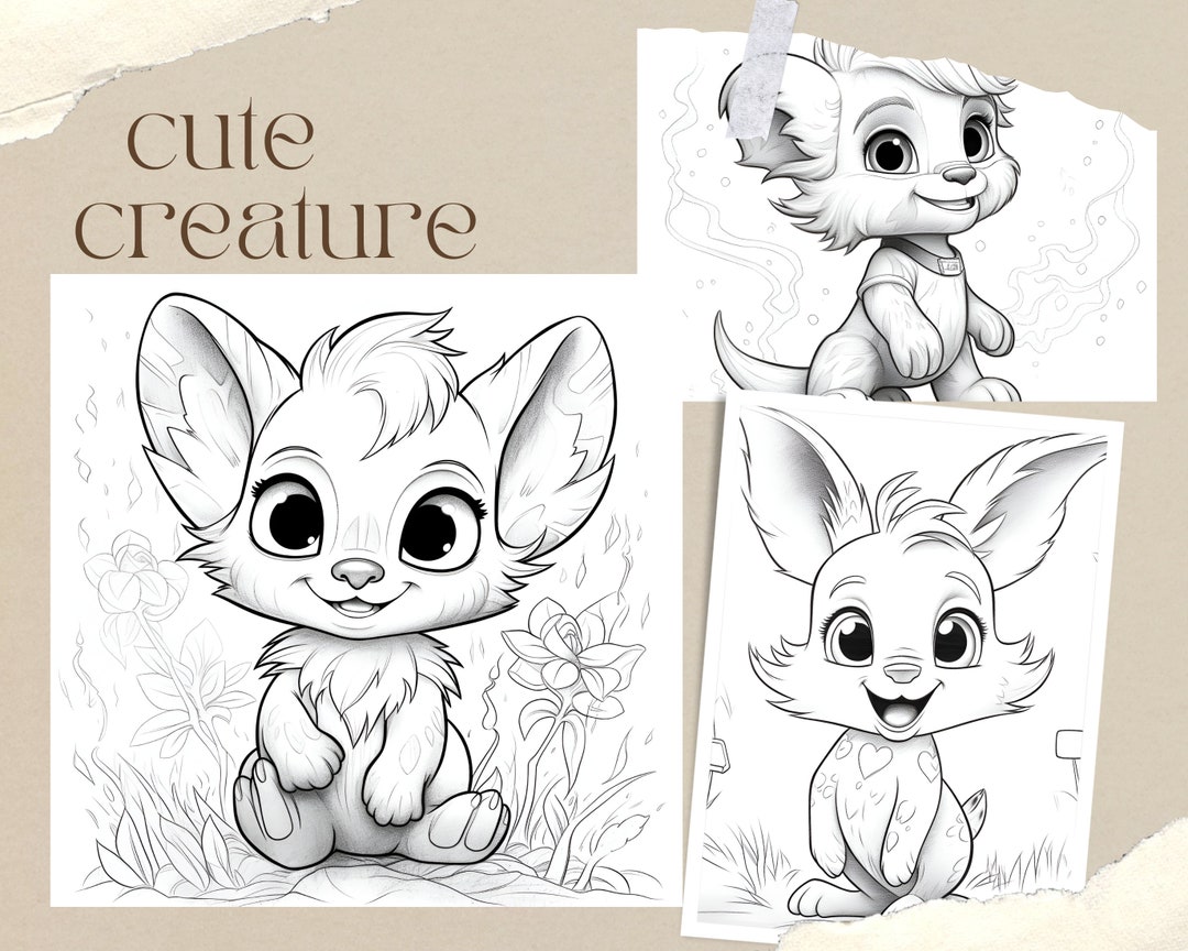 16 Cute Cute Creatures Coloring Book - Adults Kids Coloring Pages ...