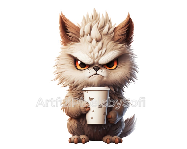 16 Grumpy Coffee Animals Clipart, 16 Designs, 406 DPI, Printable,no ...
