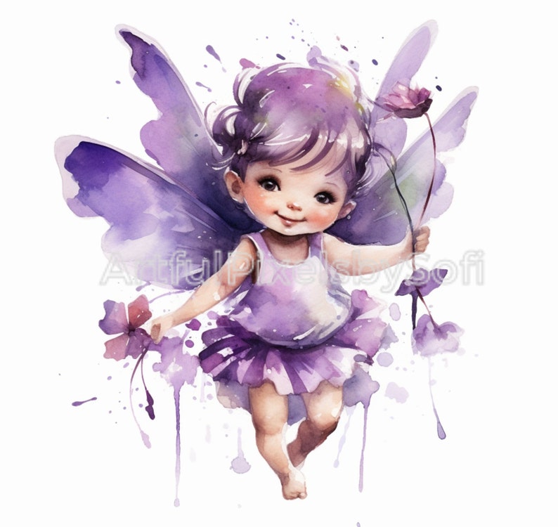 Cute Fairy Watercolor Clipart Bundle, 18 Unique Fairy Friends ...