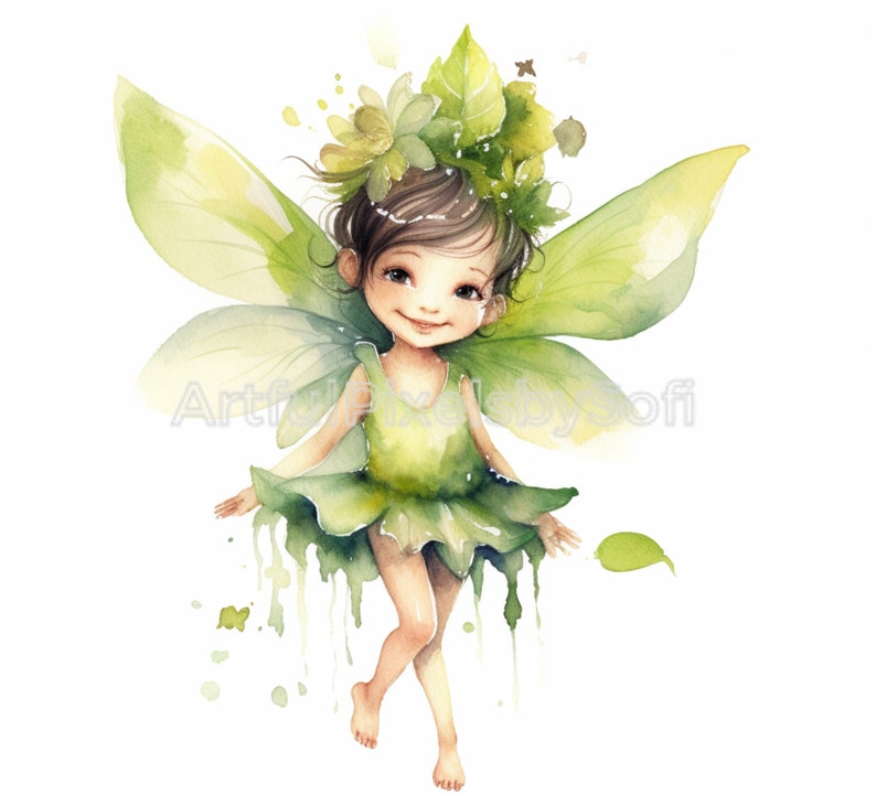 Cute Fairy Watercolor Clipart Bundle, 11 Unique High Quality Pngs ...