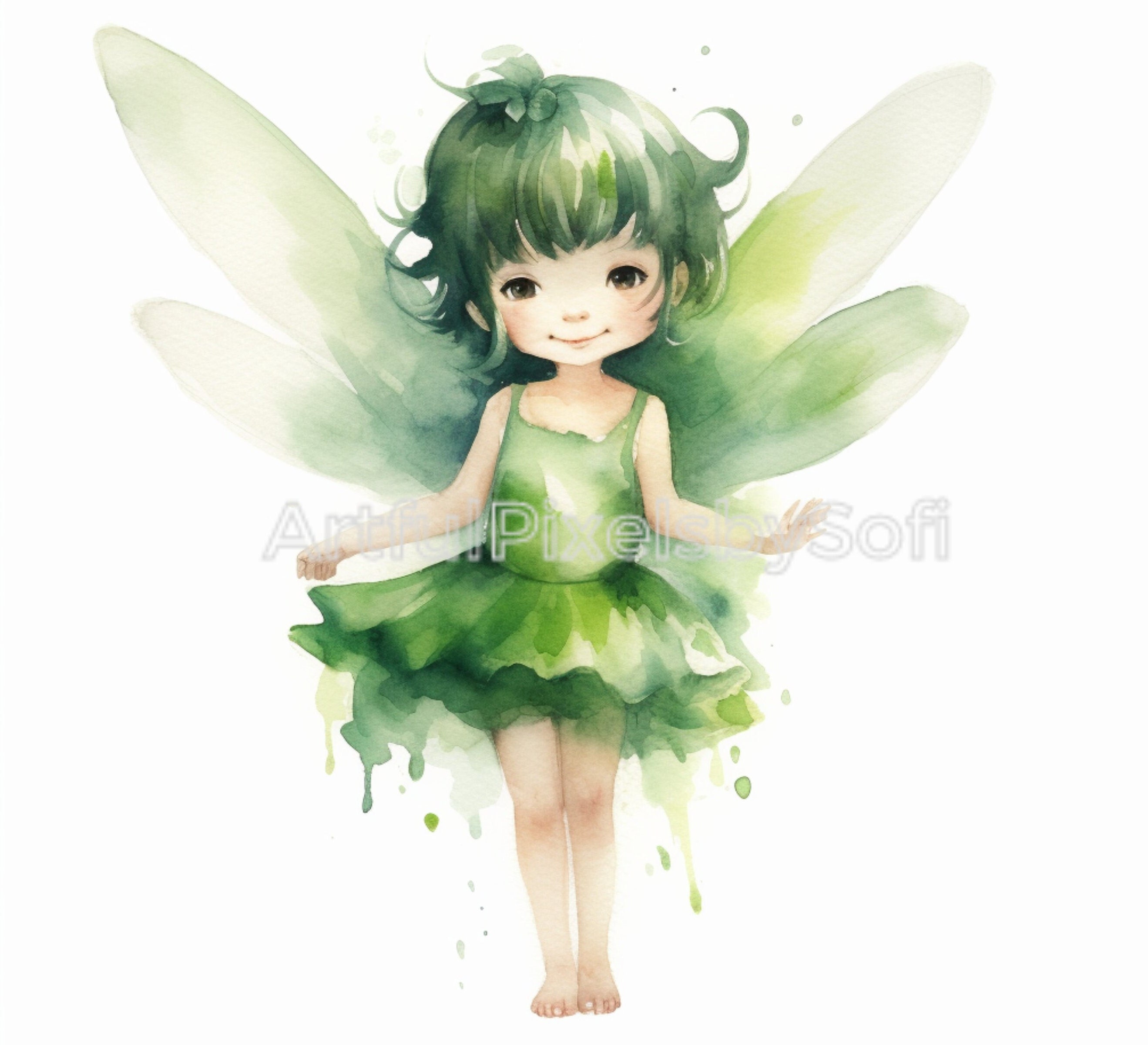 Cute Fairy Watercolor Clipart Bundle, 11 Unique High Quality Pngs ...