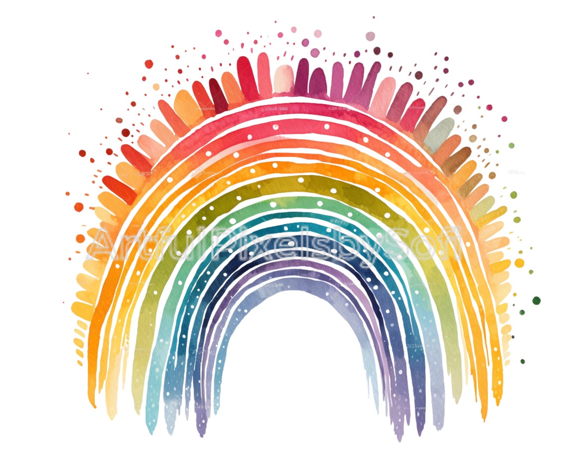 7 Colorful Boho Rainbow Flower Clipart, Rainbow PNG, 7 Designs, 406 DPI ...