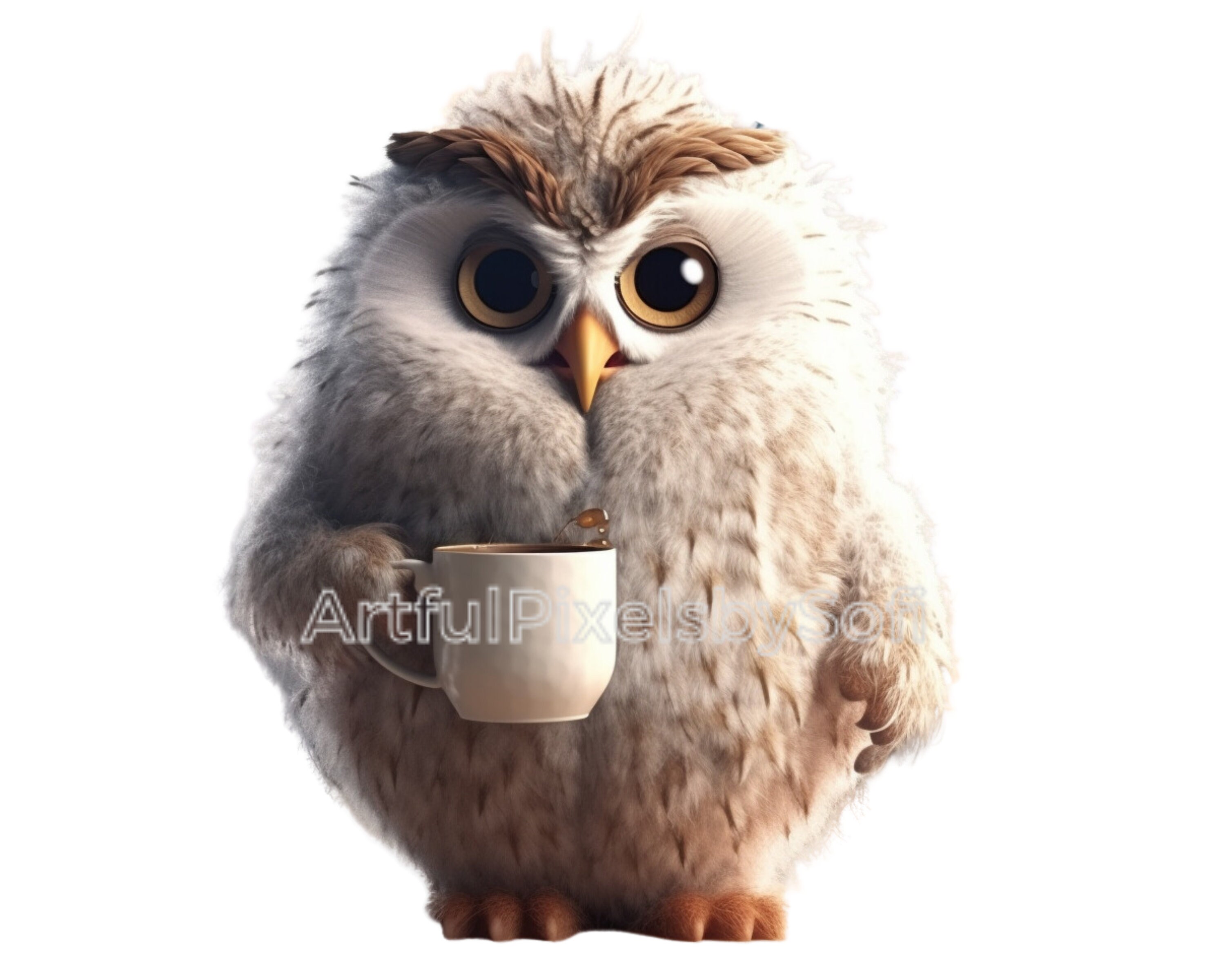 9 Grumpy Fluffy Old Owl Clipart, 9 Designs, 406 DPI, Printable,no ...