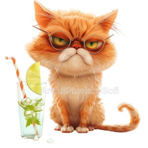 7 Limonade Funny Grumpy Cat Clipart, 7 Designs, 406 DPI, Printable,no ...