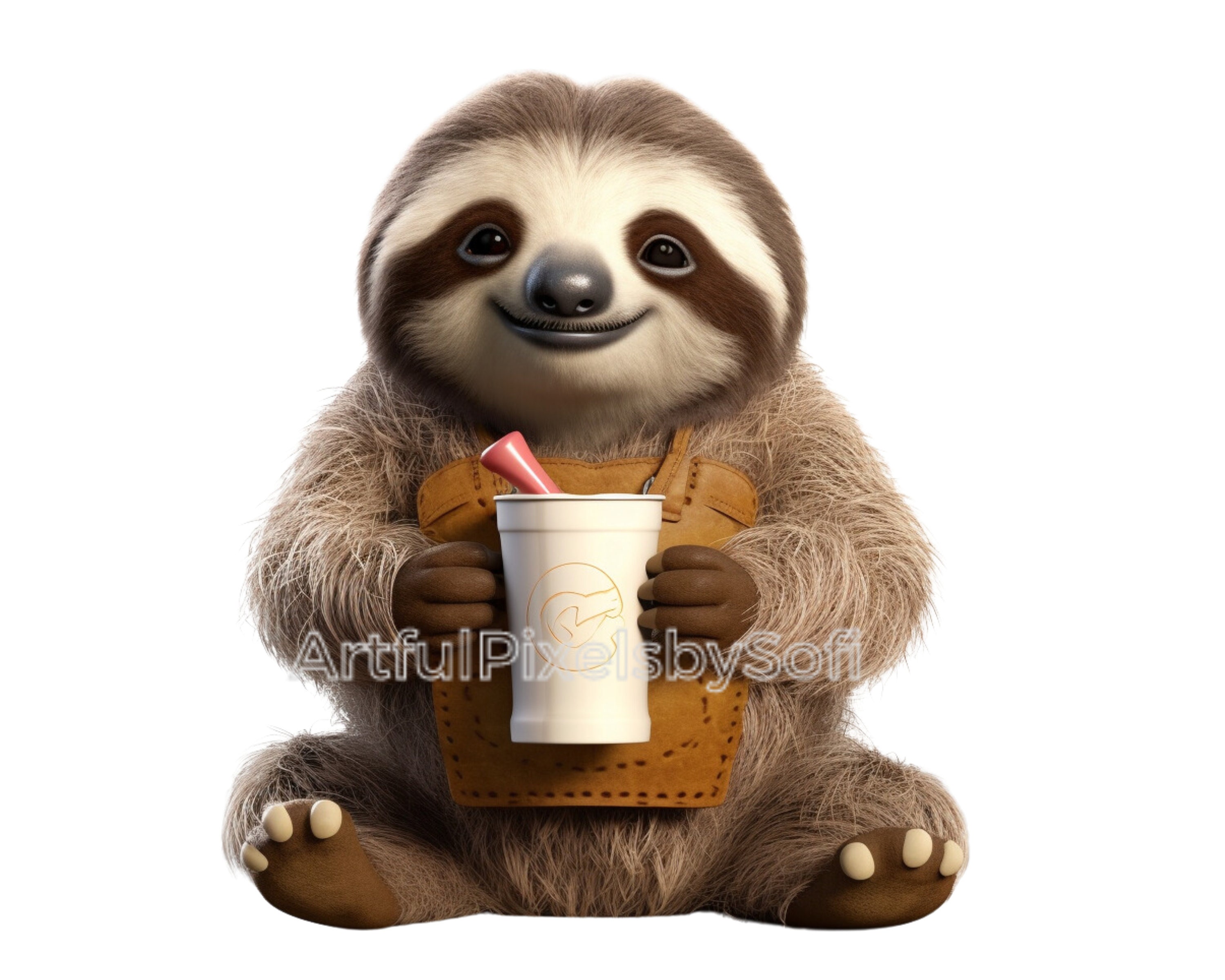 6 Cute Coffee Sloth Clipart, 6 Designs, 406 DPI, Printable,no ...
