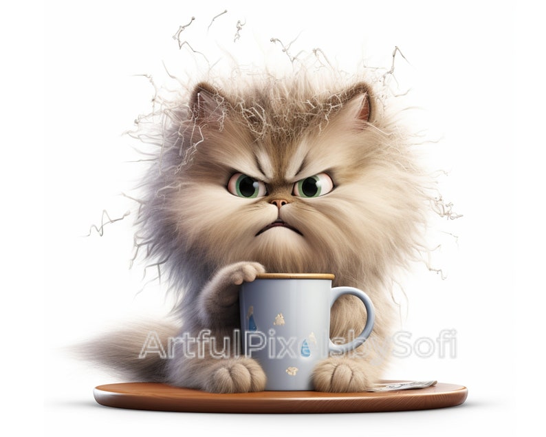 Grumpy Coffe Cat Clipart, 11 Designs, 406 DPI, Printable,no Background ...