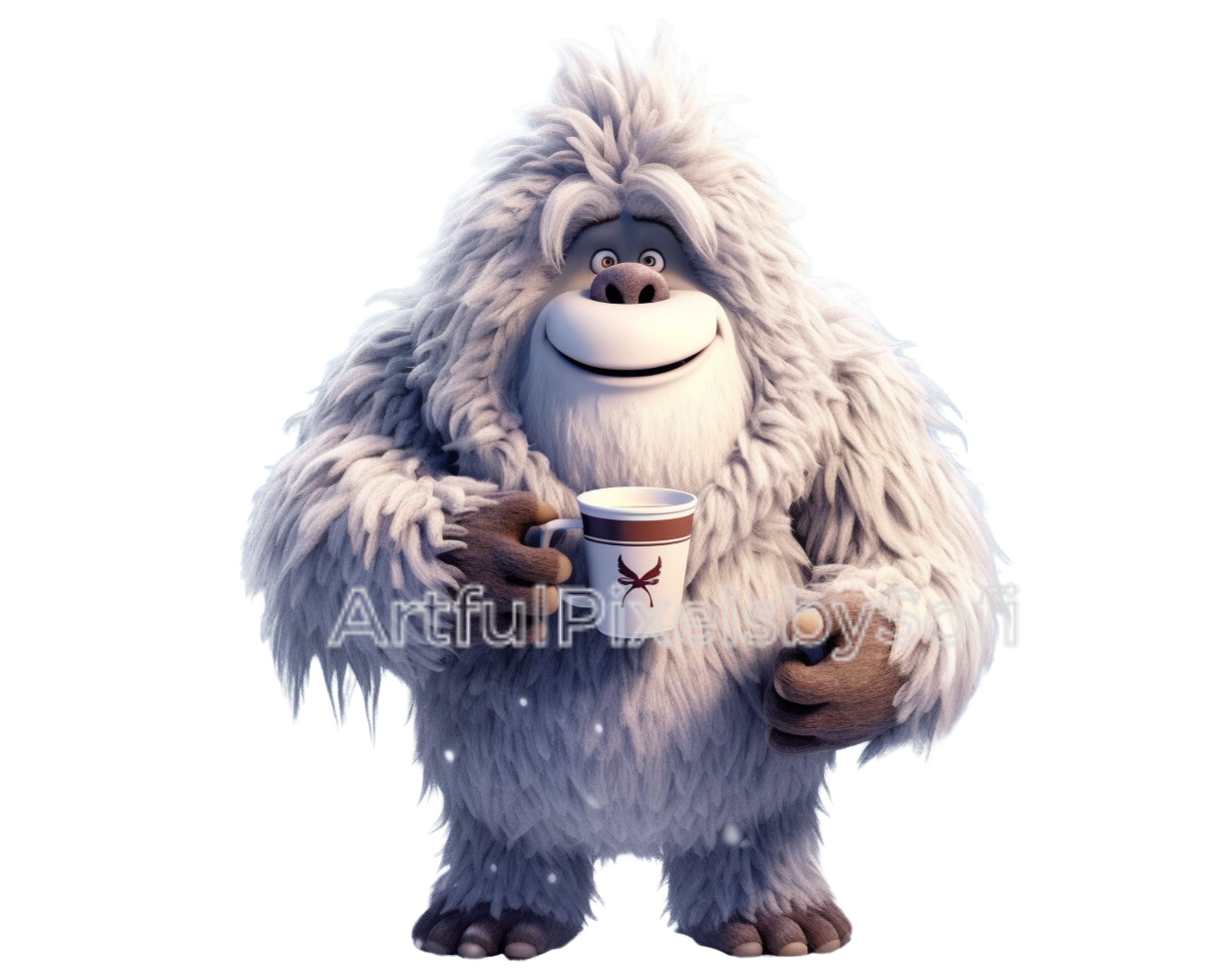 11 Cute Yeti Drinking Coffee Clipart, 11 Designs, 406 DPI, Printable,no ...