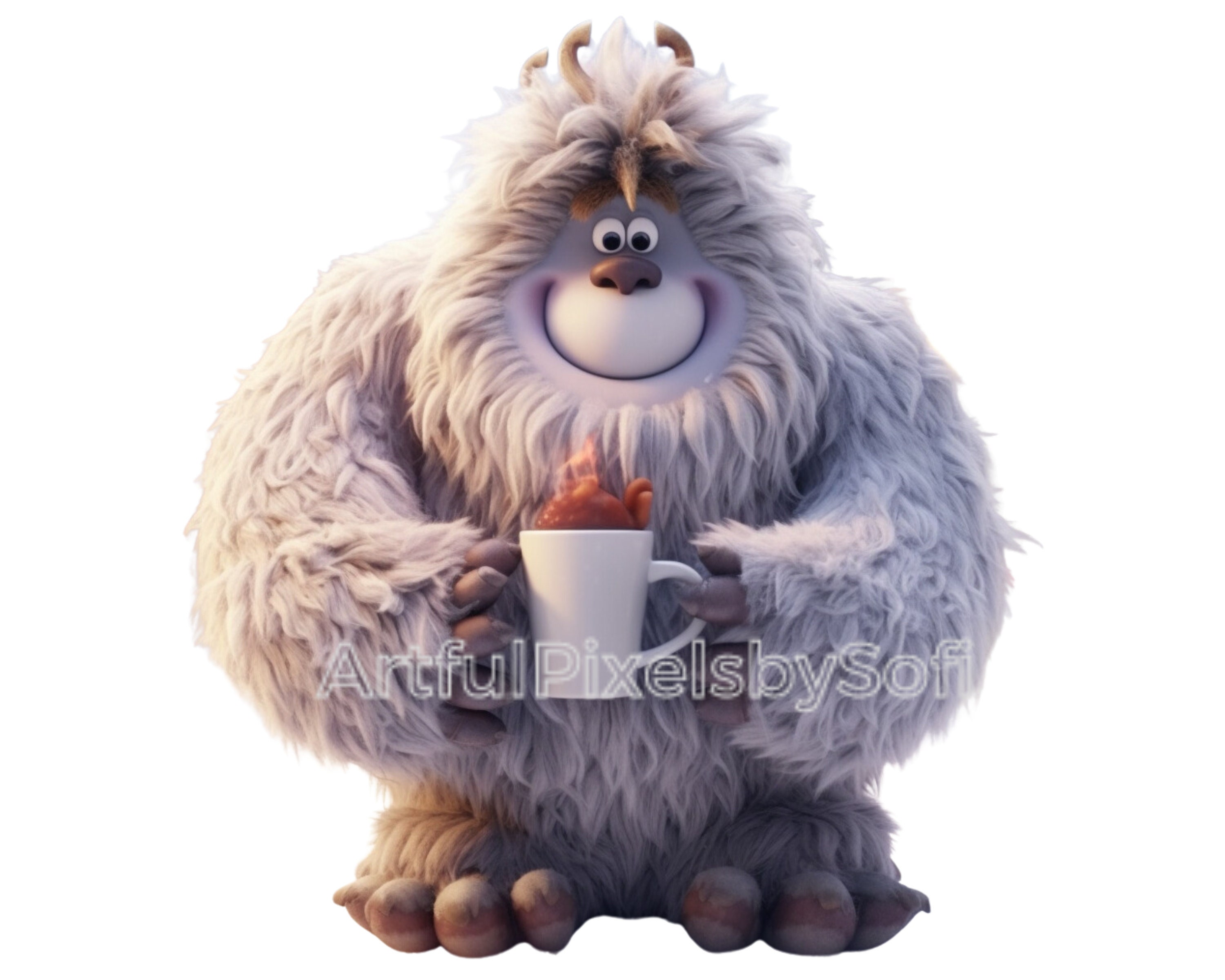 11 Cute Yeti Drinking Coffee Clipart, 11 Designs, 406 DPI, Printable,no ...