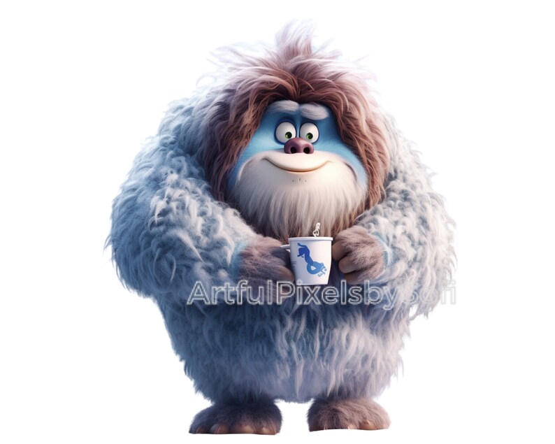 11 Cute Yeti Drinking Coffee Clipart, 11 Designs, 406 DPI, Printable,no ...