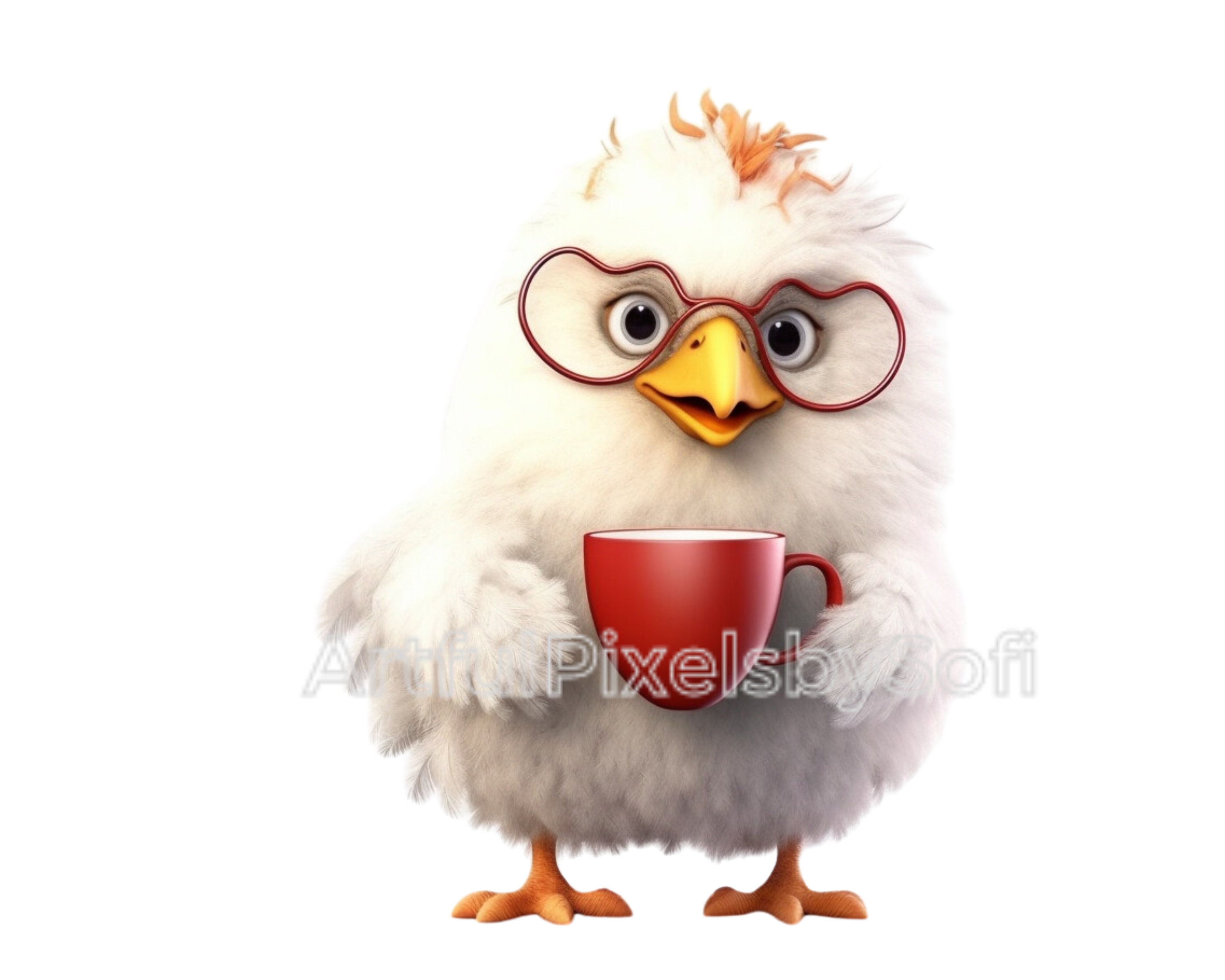 8 Cute Coffee Chicken Clipart, 8 Designs, 406 DPI, Printable,no ...