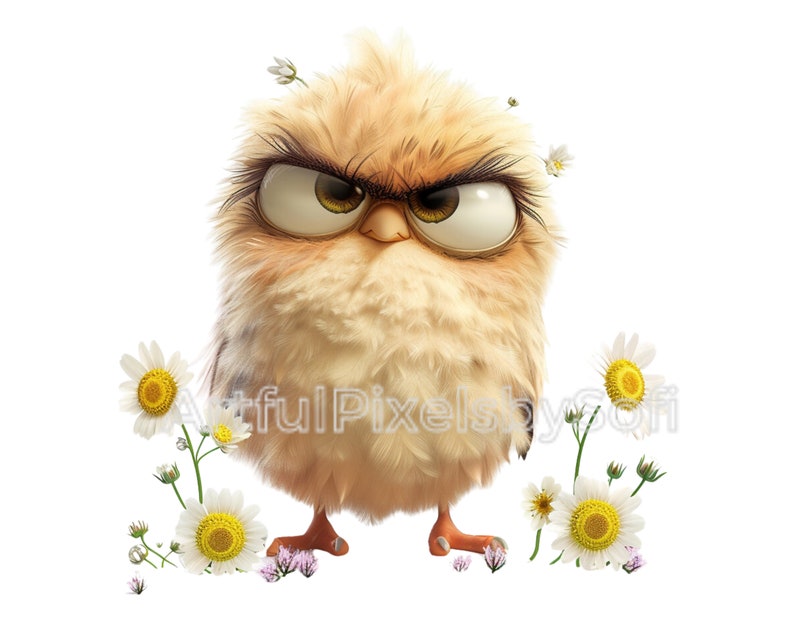 7 Grumpy Spring Bird Clipart, 7 Designs, 406 DPI, Printable,no ...