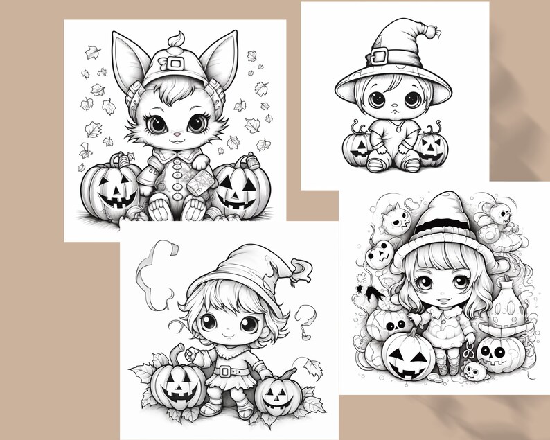 Halloween Coloring Book Adults Kids Coloring Pages Instant - Etsy