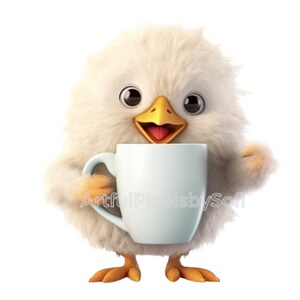 8 Cute Coffee Chicken Clipart, 8 Designs, 406 DPI, Printable,no ...
