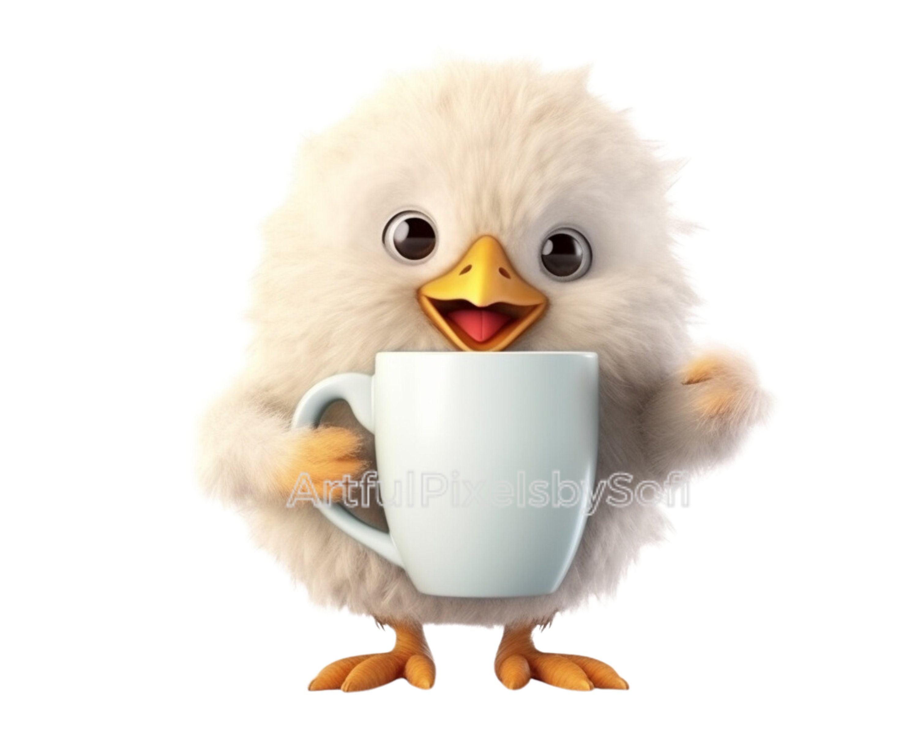 8 Cute Coffee Chicken Clipart, 8 Designs, 406 DPI, Printable,no ...