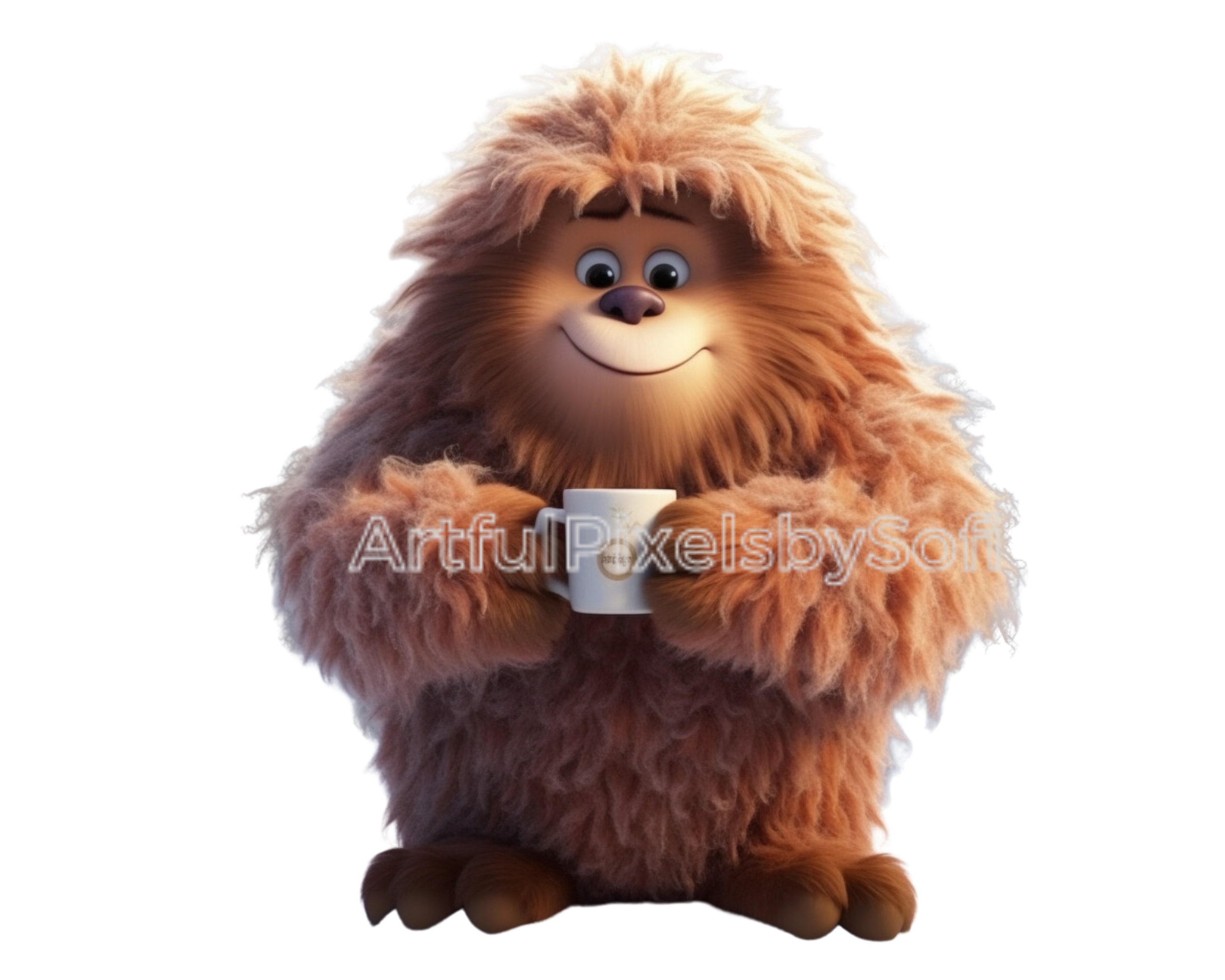 11 Cute Yeti Drinking Coffee Clipart, 11 Designs, 406 DPI, Printable,no ...