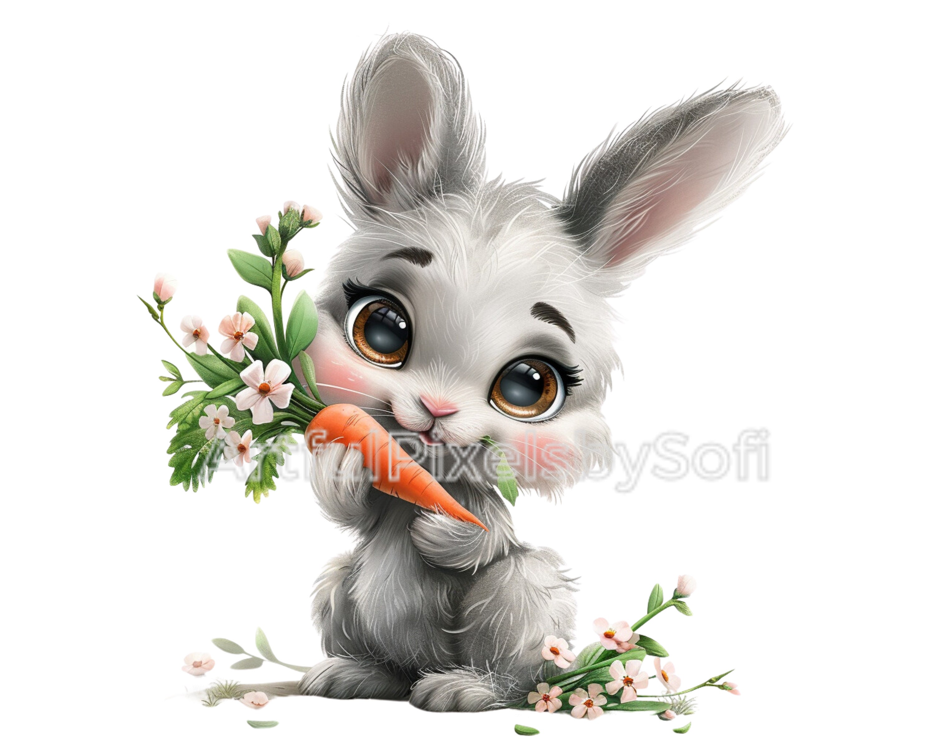 10 Cute Rabbit Clipart, 10 Designs, 406 DPI, Printable,no Background ...