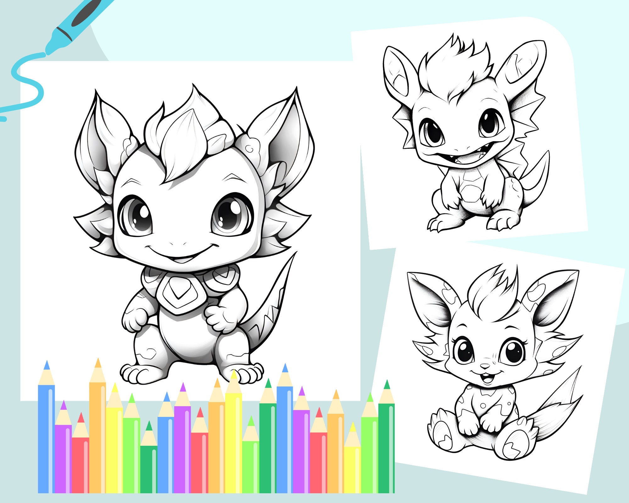30 Cute Pokemon's Monster Coloring Book - Adults Kids Coloring Pages ...
