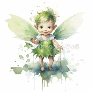Cute Fairy Watercolor Clipart Bundle, 11 Unique High Quality Pngs ...