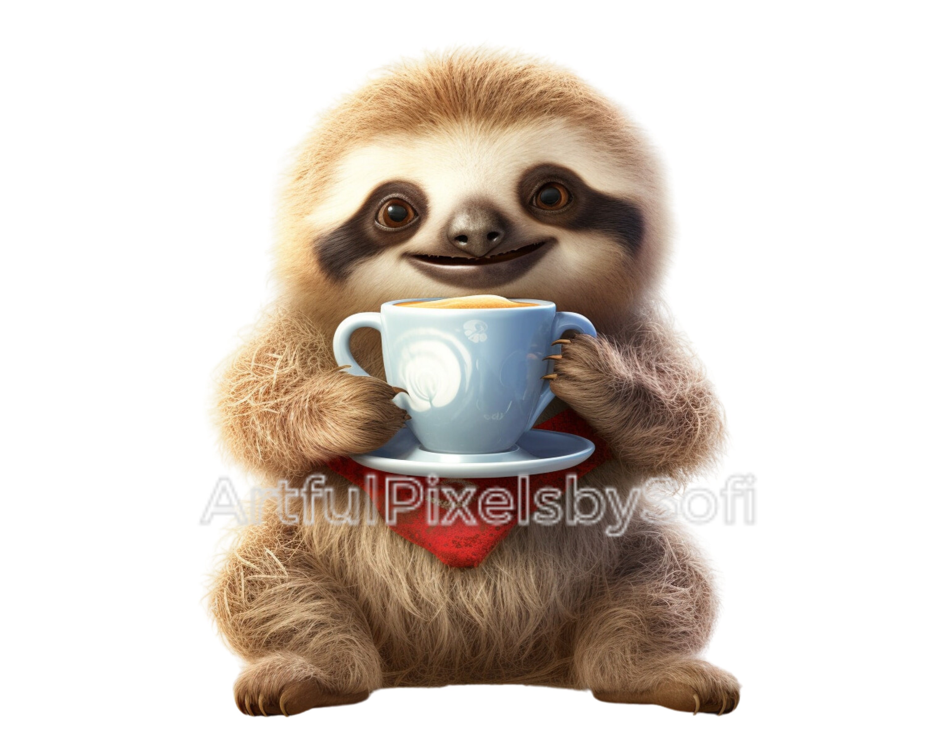 6 Cute Coffee Sloth Clipart, 6 Designs, 406 DPI, Printable,no ...