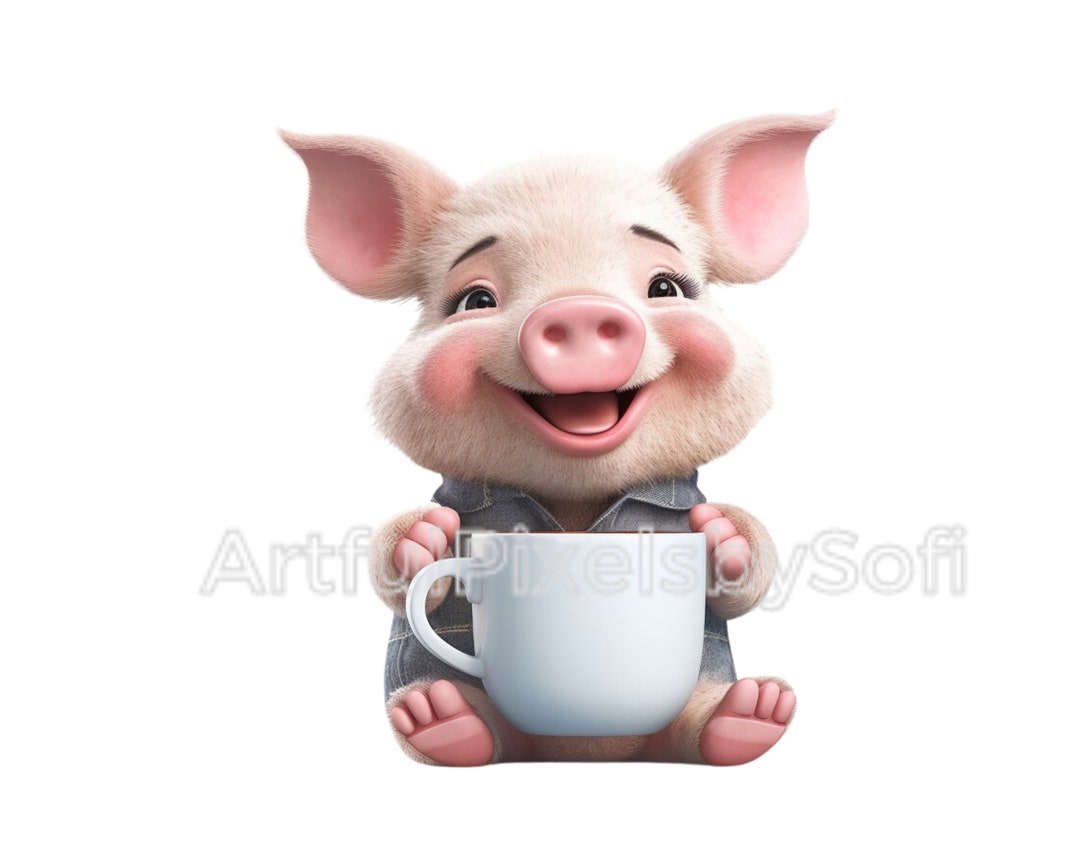 7 Cute Funny Pig Clipart, 7 Designs, 406 DPI, Printable,no Background ...
