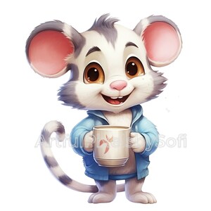 11 Baby Animals With Milk Cup Clipart, 11 Designs, 406 DPI, Printable ...