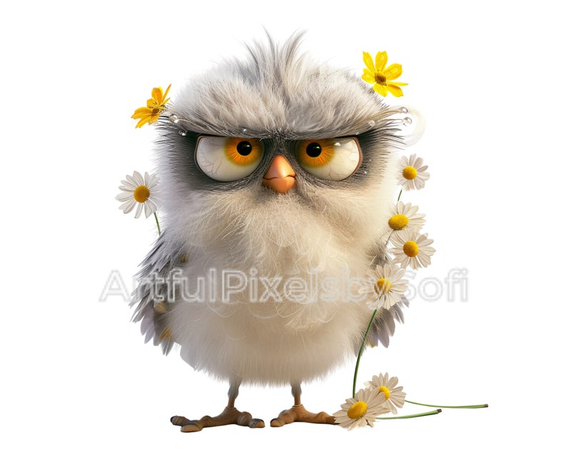 7 Grumpy Spring Bird Clipart, 7 Designs, 406 DPI, Printable,no ...