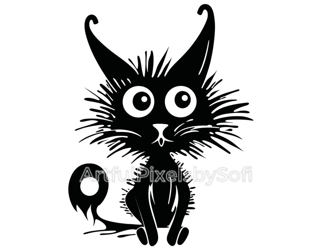 14 Grumpy Funny Crazy Cat Clipart, 14 Designs, 406 DPI, Printable,no ...