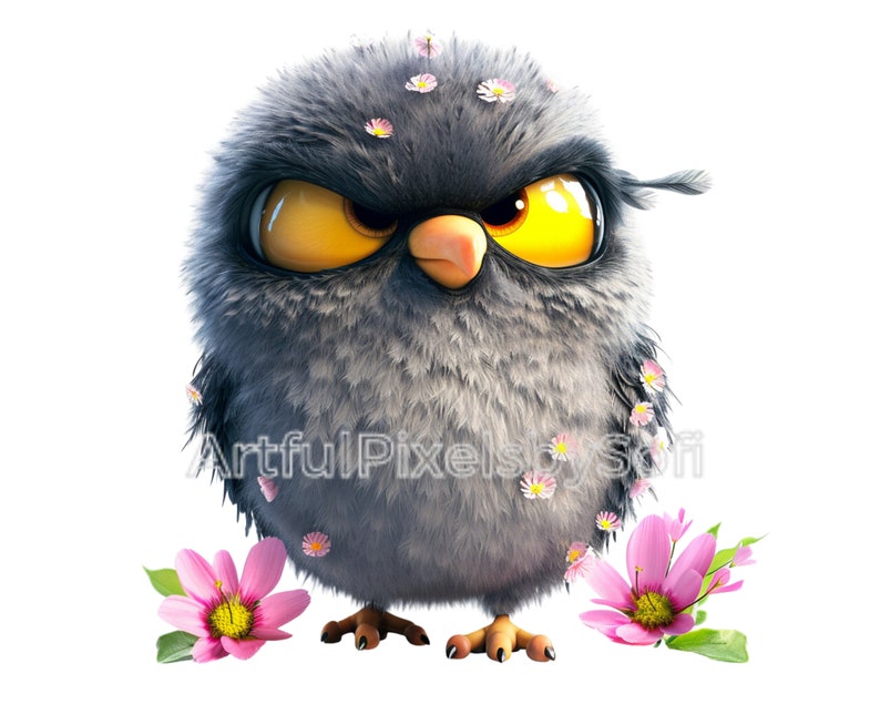 7 Grumpy Spring Bird Clipart, 7 Designs, 406 DPI, Printable,no ...