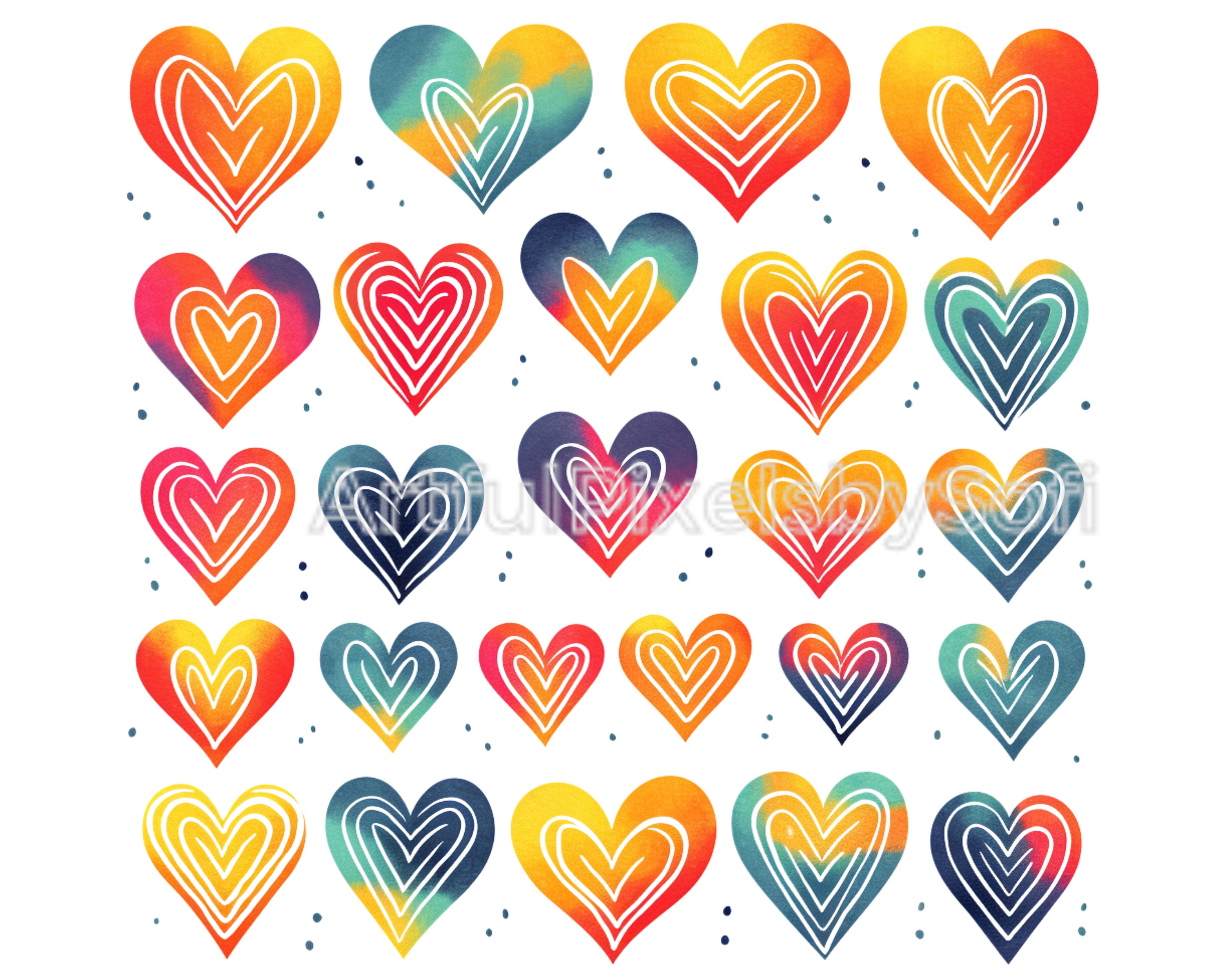 9 Colorful Hearts Clipart Boho Leaf Hearts PNG 9 Designs - Etsy