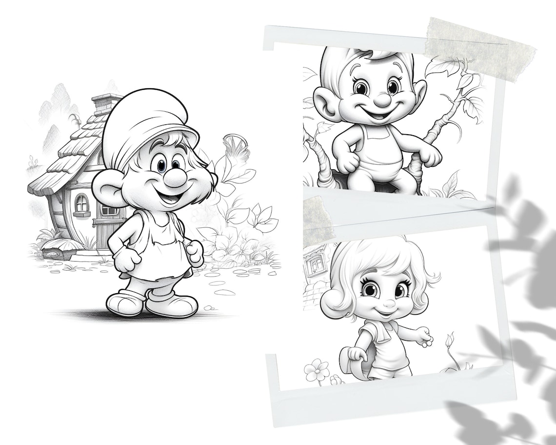 20 Cute Smurfs Coloring Book Adults Kids Coloring Pages, Instant ...