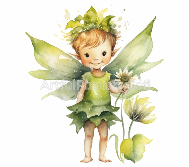 Cute Fairy Watercolor Clipart Bundle, 11 Unique High Quality Pngs ...