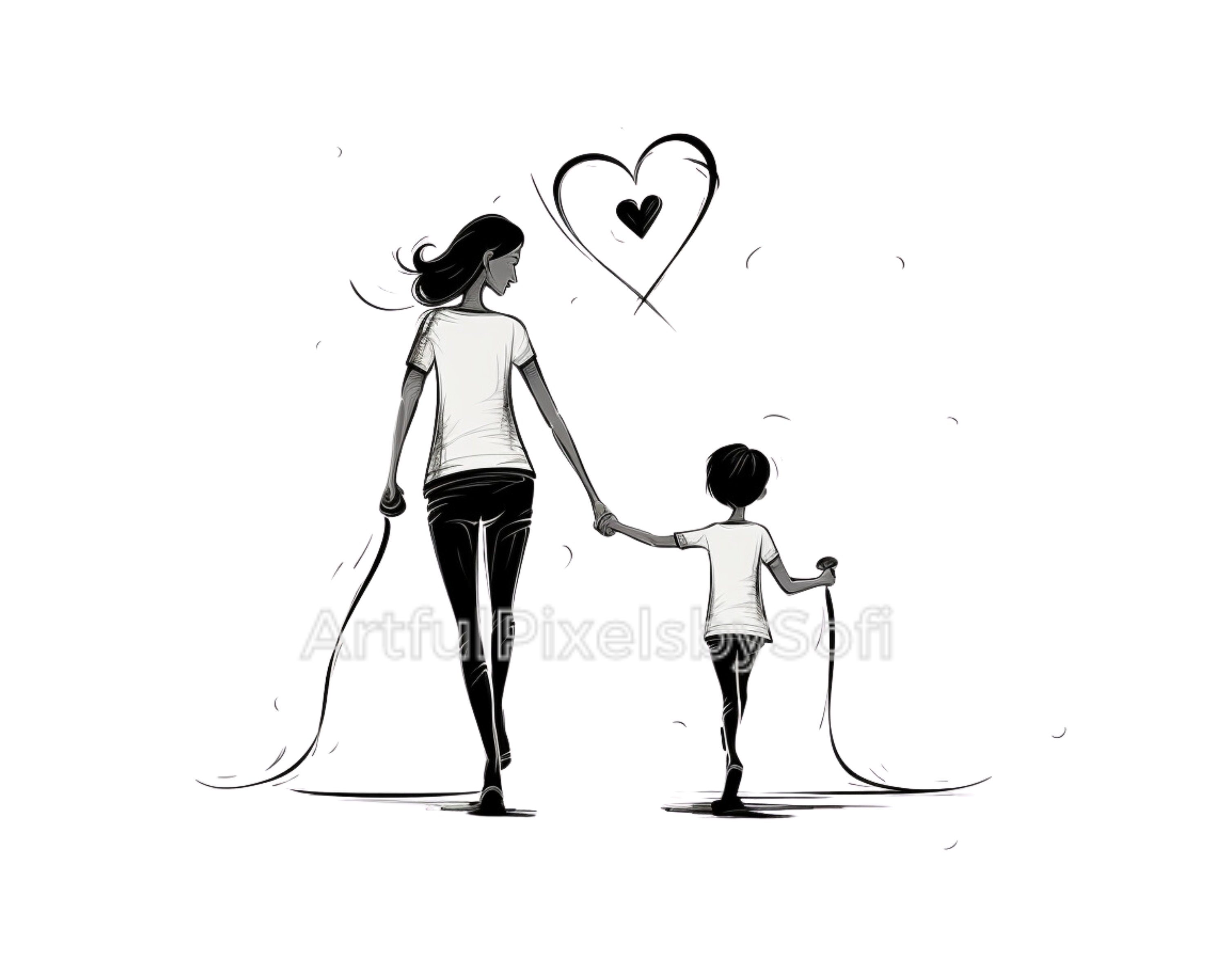 7 Loving Mother Daughter Clipart 7 Designs 406 Dpi Printable No
