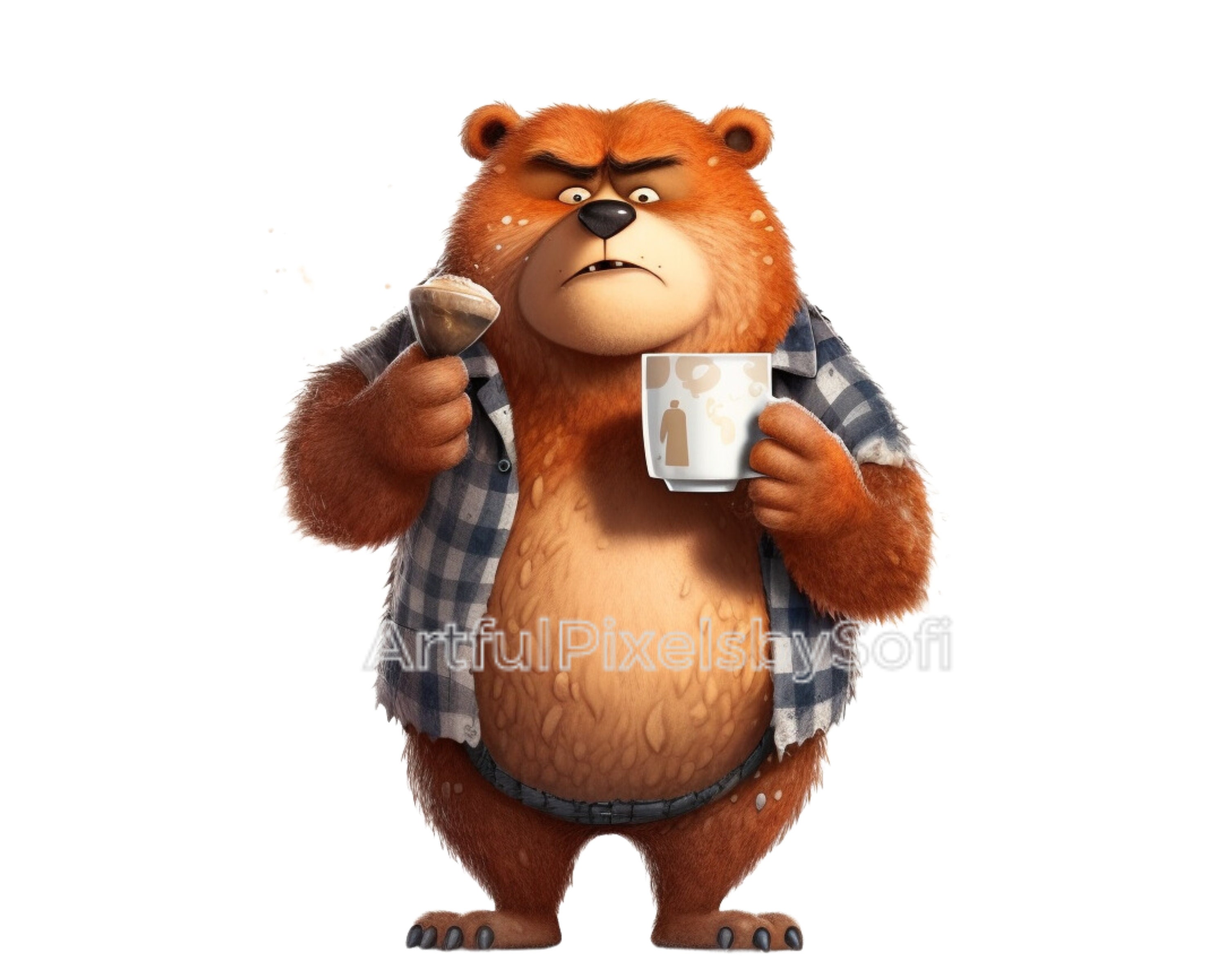 4 Grumpy Bear Clipart, 4 Designs, 406 DPI, Printable,no Background ...