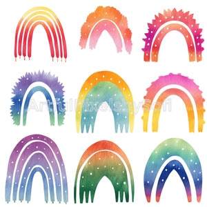 6 Colorful Boho Rainbow Clipart, Rainbow PNG, 6 Designs, 406 DPI ...