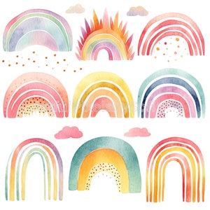 6 Colorful Boho Rainbow Clipart, Rainbow PNG, 6 Designs, 406 DPI ...