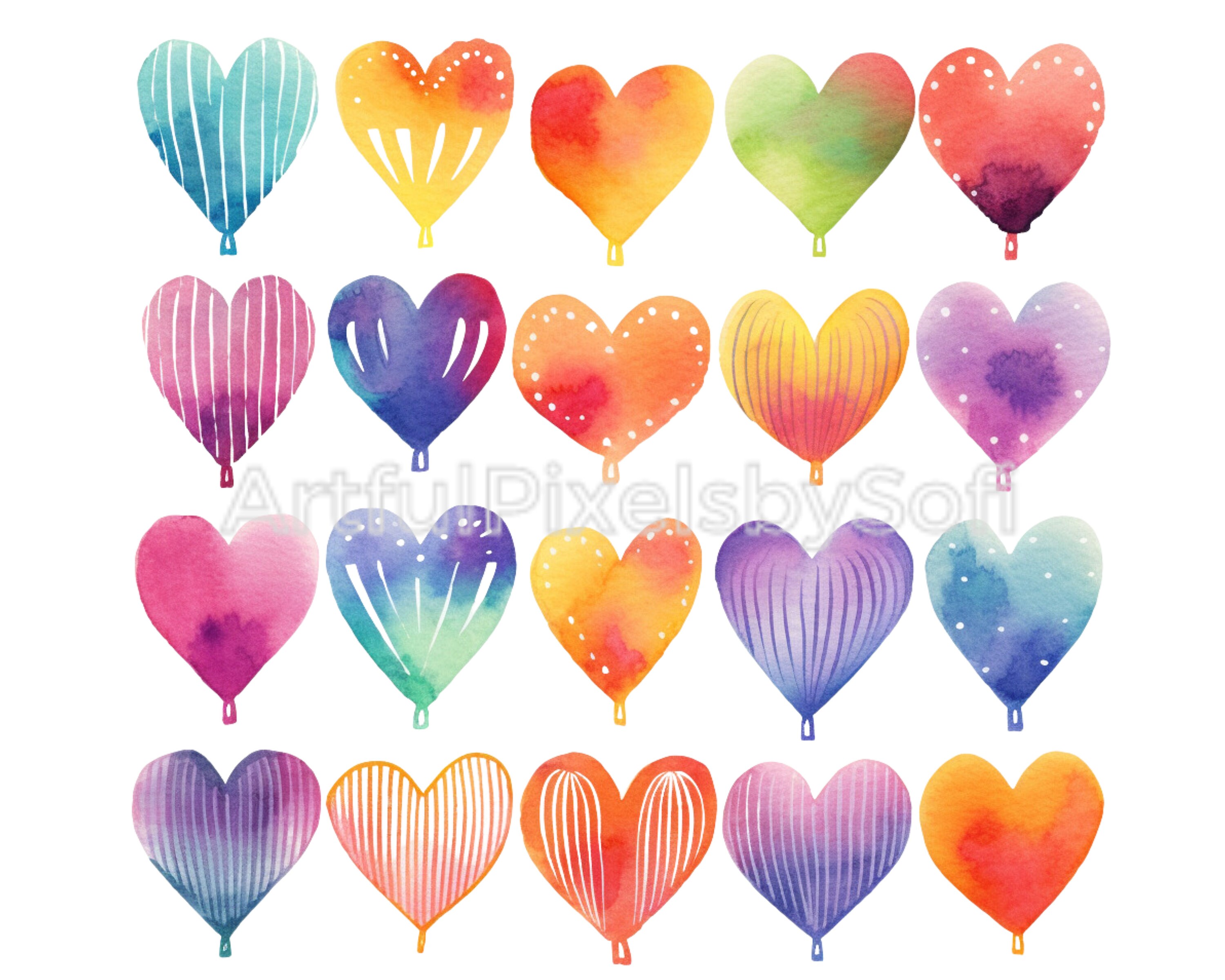 9 Colorful Hearts Clipart Boho Leaf Hearts PNG 9 Designs - Etsy