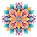 6 Colorful Boho Mandala Flower Clipart, 406 DPI, Mandala Flower PNG, 6 ...