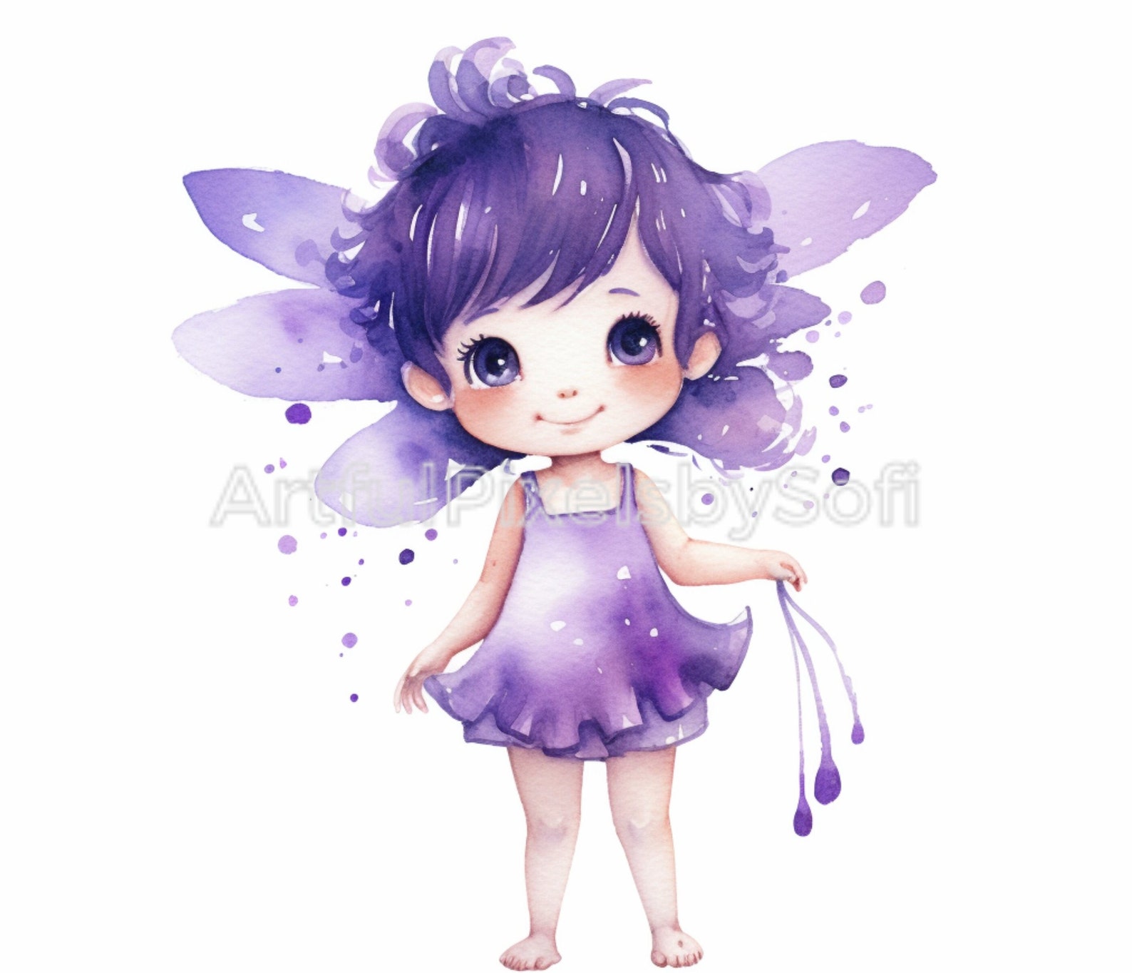Cute Fairy Watercolor Clipart Bundle, 18 Unique Fairy Friends ...