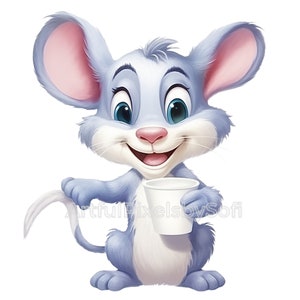 11 Baby Animals With Milk Cup Clipart, 11 Designs, 406 DPI, Printable ...