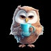 Grumpy Morning Coffee OWL Clipart, 8 Designs, 356 DPI, Owl PNG ...