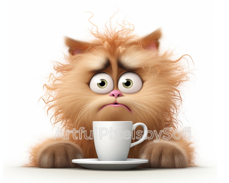 Grumpy Coffe Cat Clipart, 11 Designs, 406 DPI, Printable,no Background ...