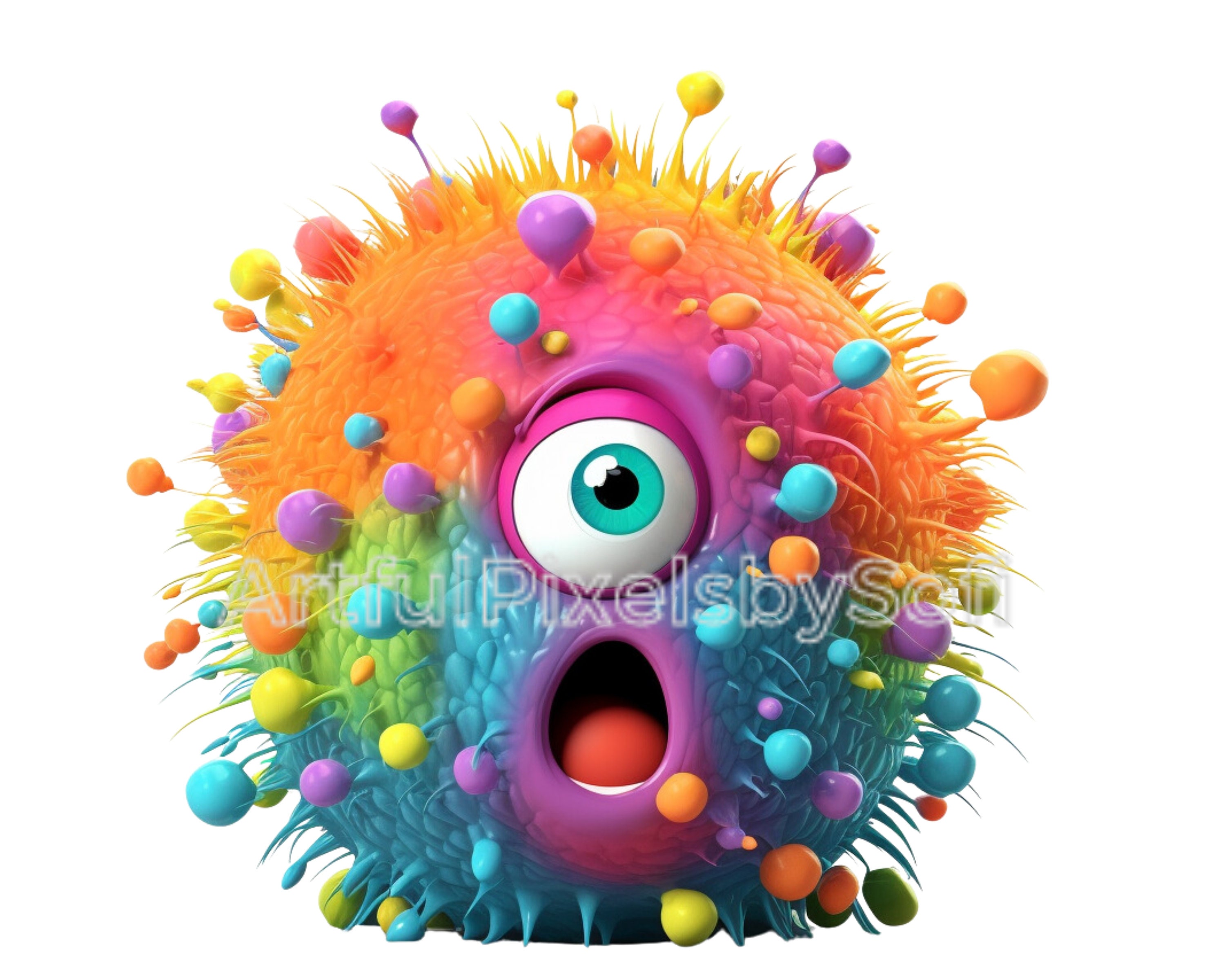 14 Monster Viruses Clipart, 14 Designs, 406 DPI, Printable,no ...