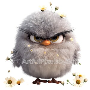 7 Grumpy Spring Bird Clipart, 7 Designs, 406 DPI, Printable,no ...