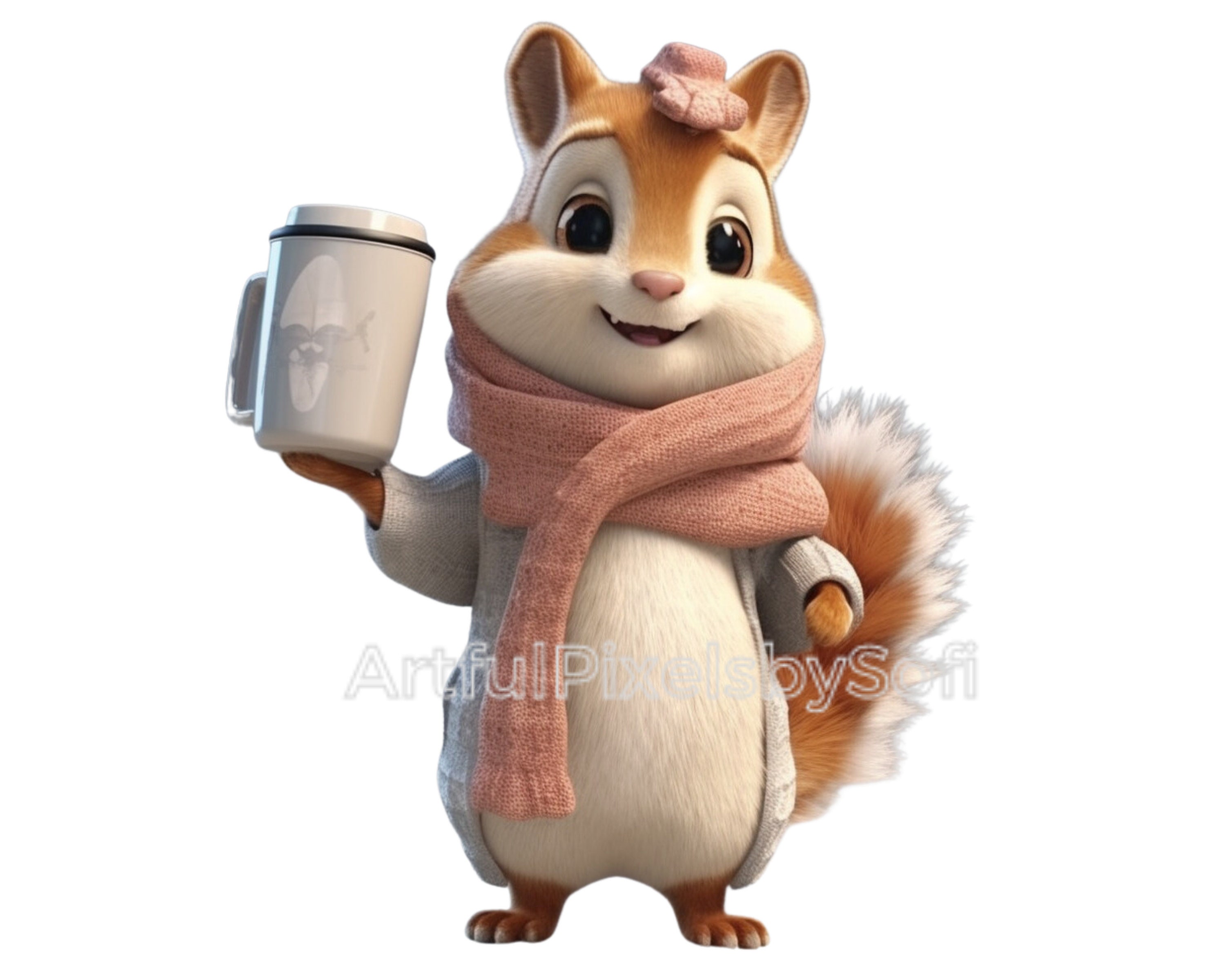 8 Coffee Squirrel Clipart, 8 Designs, 406 DPI, Printable,no Background, Commercial Use, Royalty ...