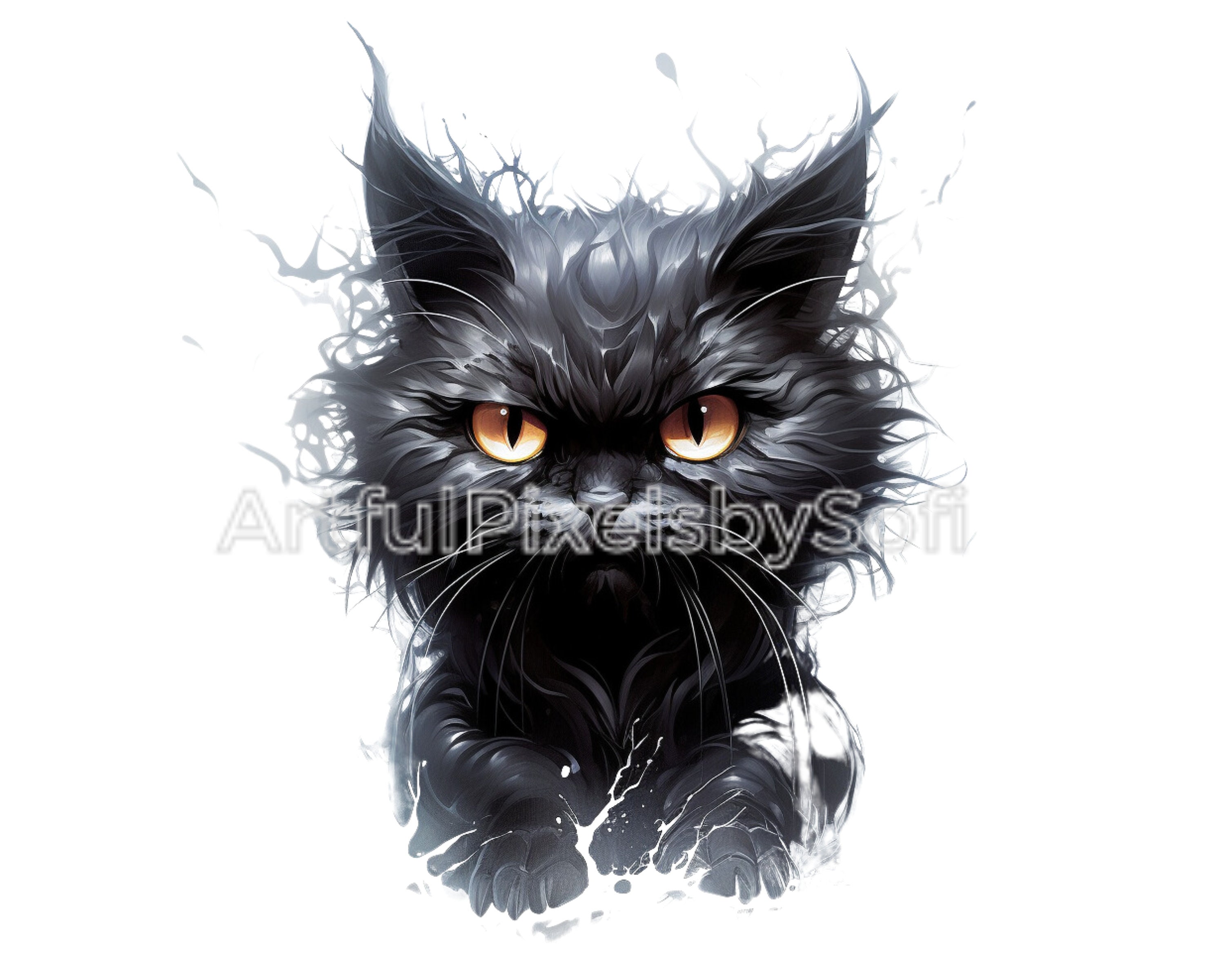 6 Black Cat Clipart, 6 Designs, 406 DPI, Printable,no Background ...
