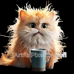Grumpy Coffe Cat Clipart, 11 Designs, 406 DPI, Printable,no Background ...