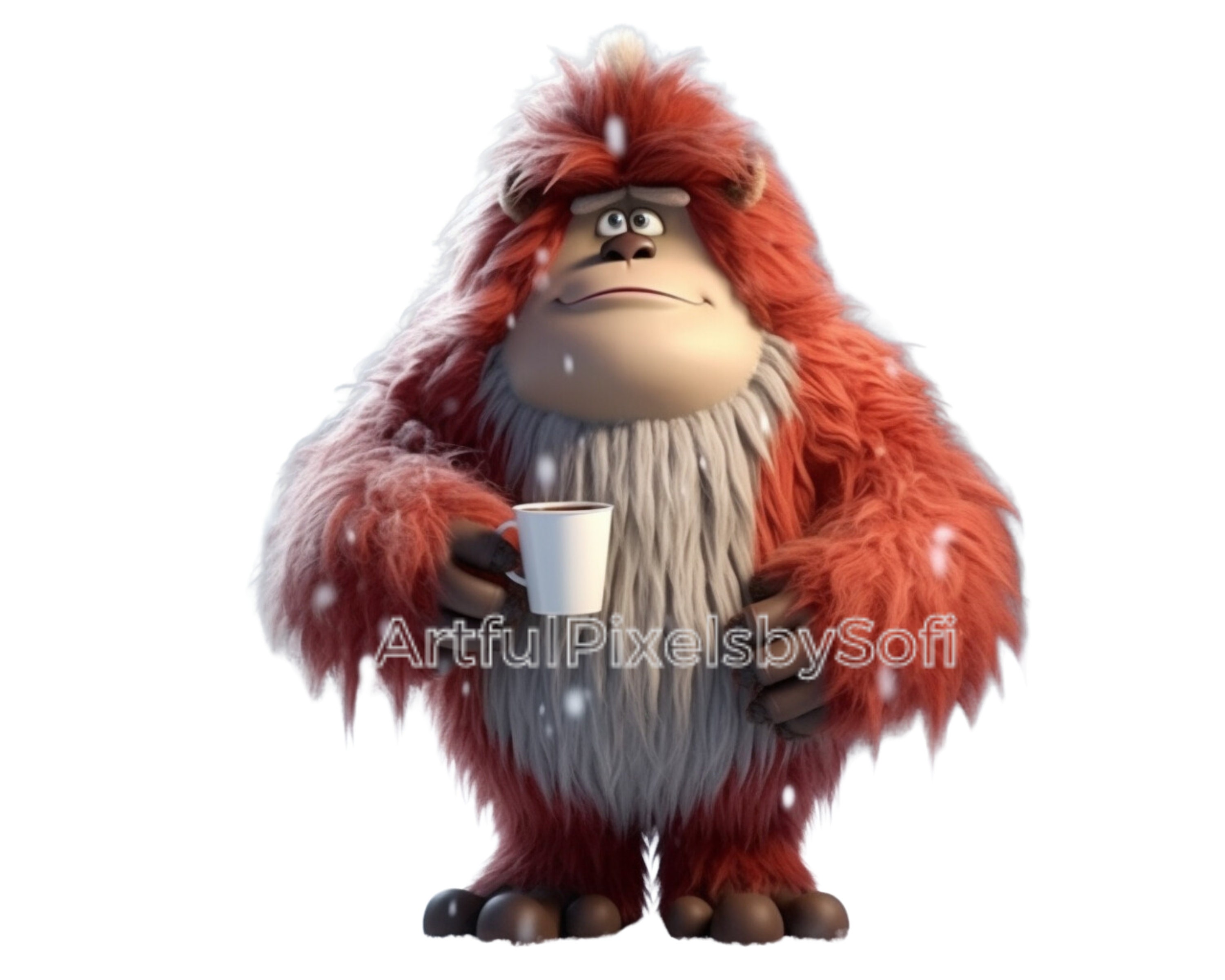 11 Cute Yeti Drinking Coffee Clipart, 11 Designs, 406 DPI, Printable,no ...