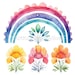 7 Colorful Boho Rainbow Flower Clipart, Rainbow PNG, 7 Designs, 406 DPI ...
