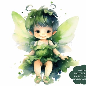 Cute Fairy Watercolor Clipart Bundle, 11 Unique High Quality Pngs ...