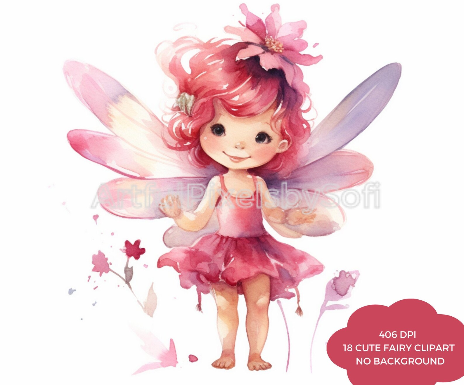 Cute Fairy Watercolor Clipart Bundle, 18 Unique Fairy Friends ...